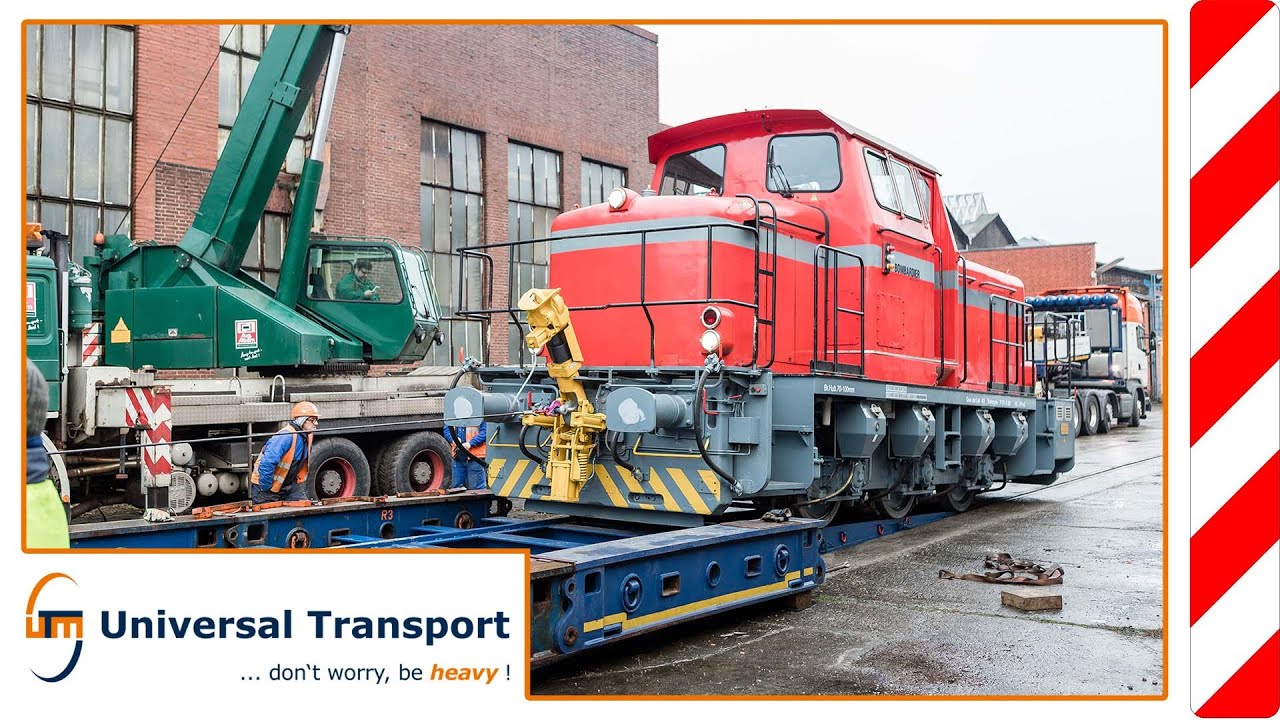 Universal Transport - locomotive transport with a flatbed trailer - YouTube