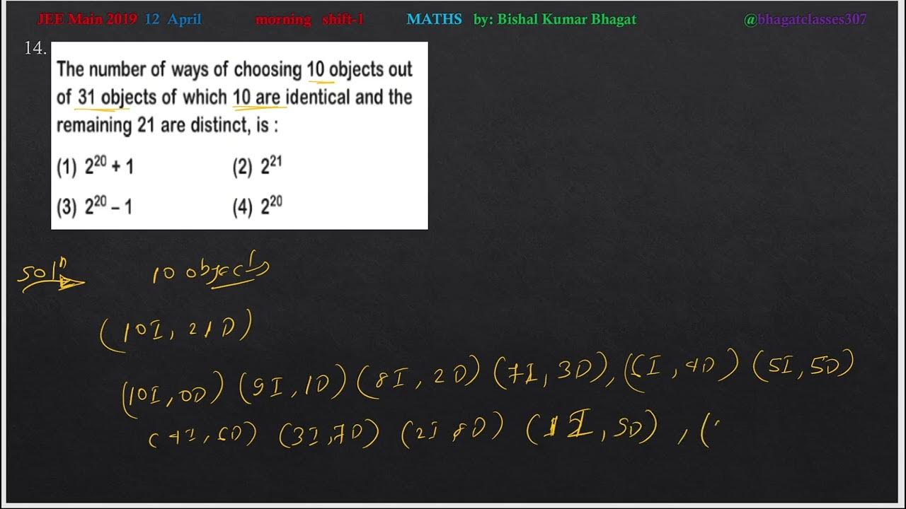 The number of ways of choosing 10 objects outof 31 objects of which 10 are identical and ...