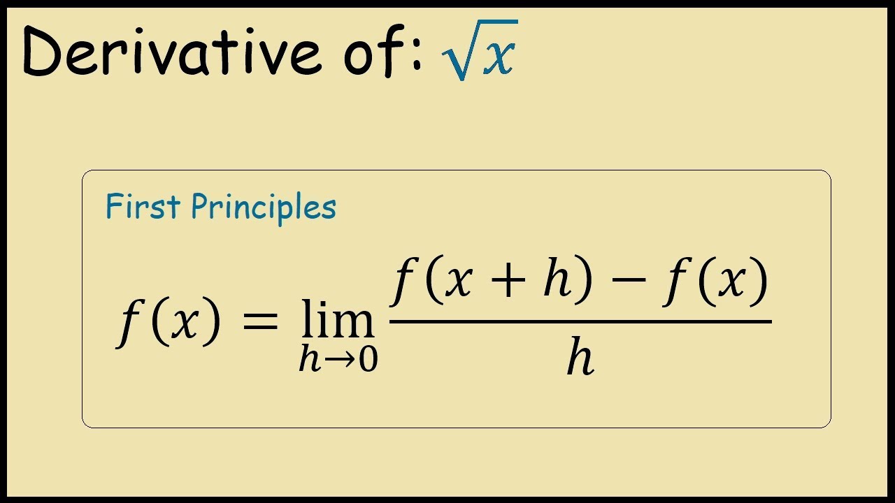 Derivative Of Square Root Of X From First Principles YouTube