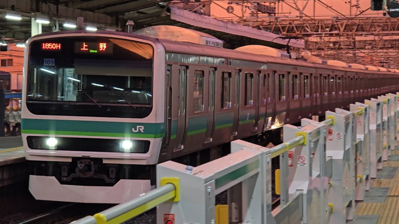 【常磐線】1850H E231系0番台マト103編成(前照灯LED) マト124編成 我孫子駅 到着シーン - YouTube