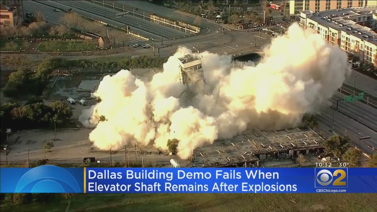 Dallas Building Implosion Does Not Quite Go As Planned - YouTube