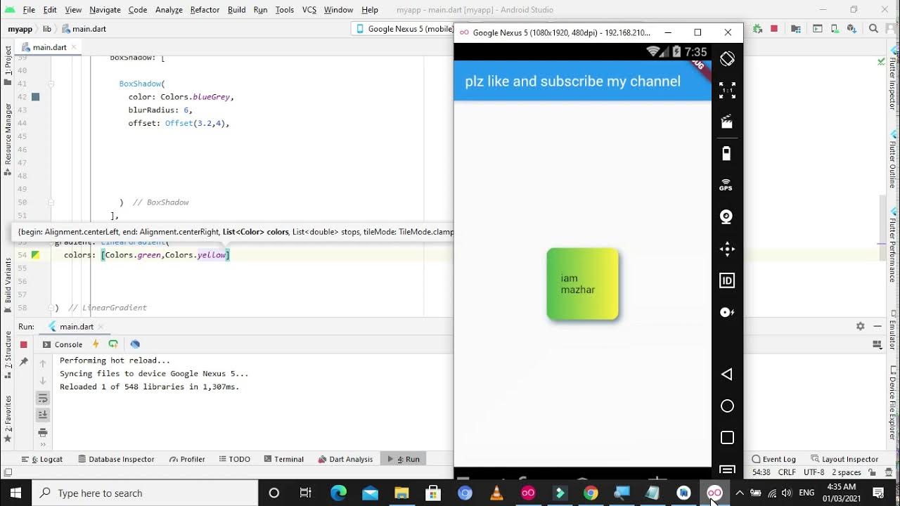 flutter tutorial for beginners || box shadow &gradient lec #4 - YouTube