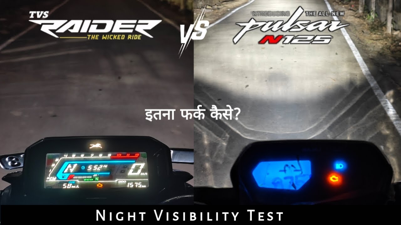 Bajaj Pulsar N125 Vs TVS Raider 125cc | Headlight Comparison | Night ...