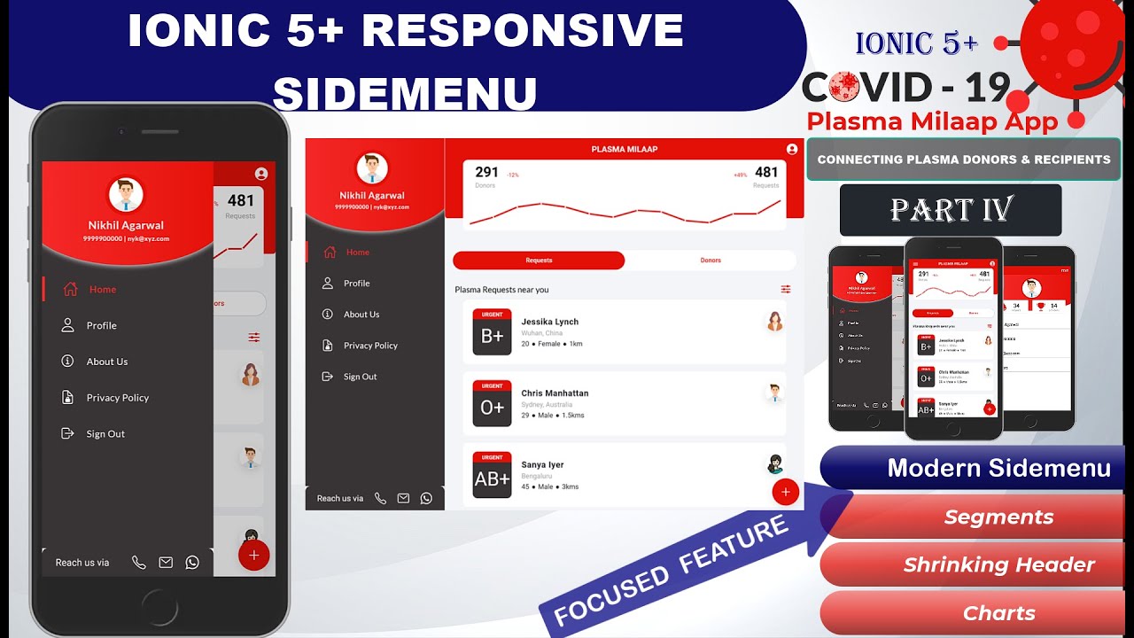 Ionic 5+ Responsive Sidemenu (2021) - COVID-19 PLASMA MILAAP APP - Part IV - YouTube