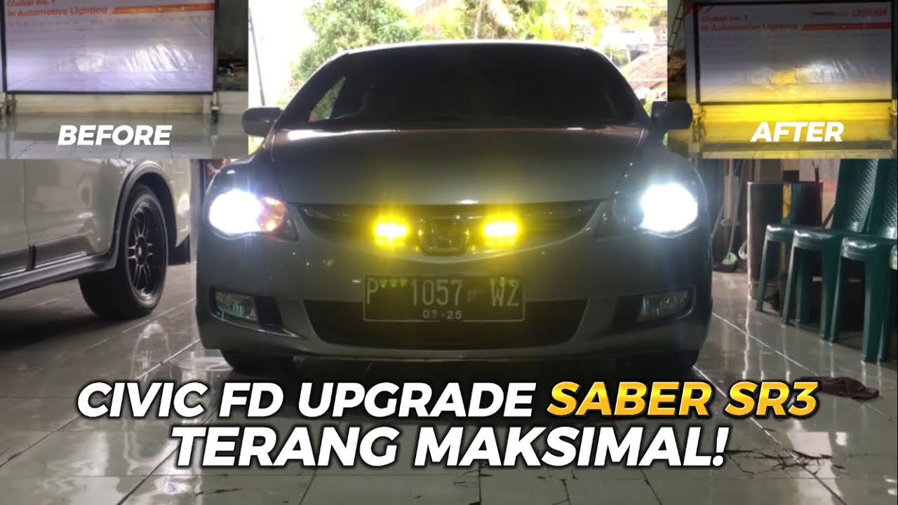 Honda Civic FD Upgrade Mini Projie Saber SR3! - YouTube