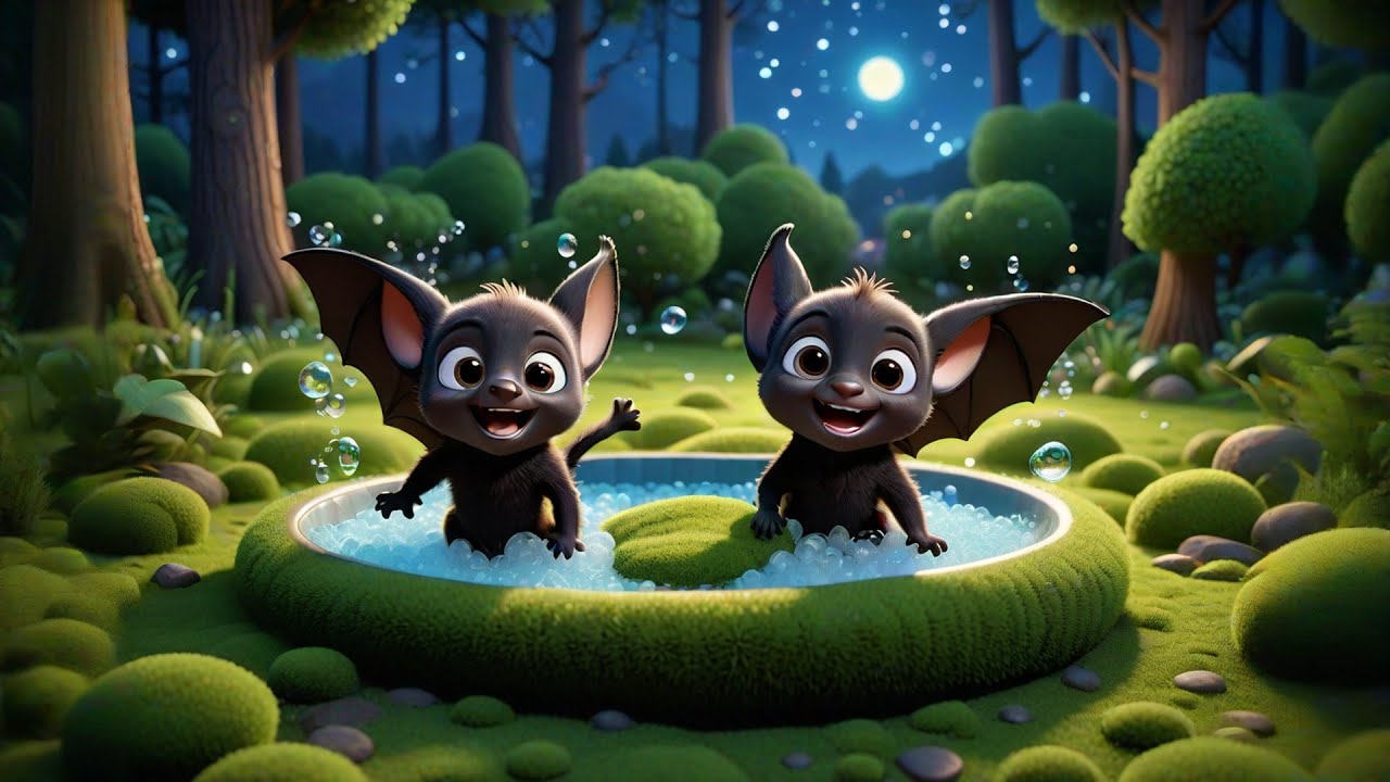 Four Baby Bats in a Bubble Bath | Bath Time Song for Kids | Nursery ...