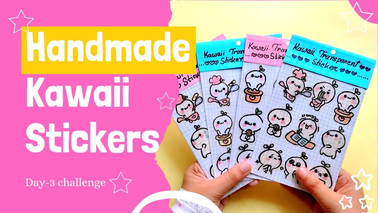 (Day-3)How to make transparent kawaii sticker /Handmade transparent ...