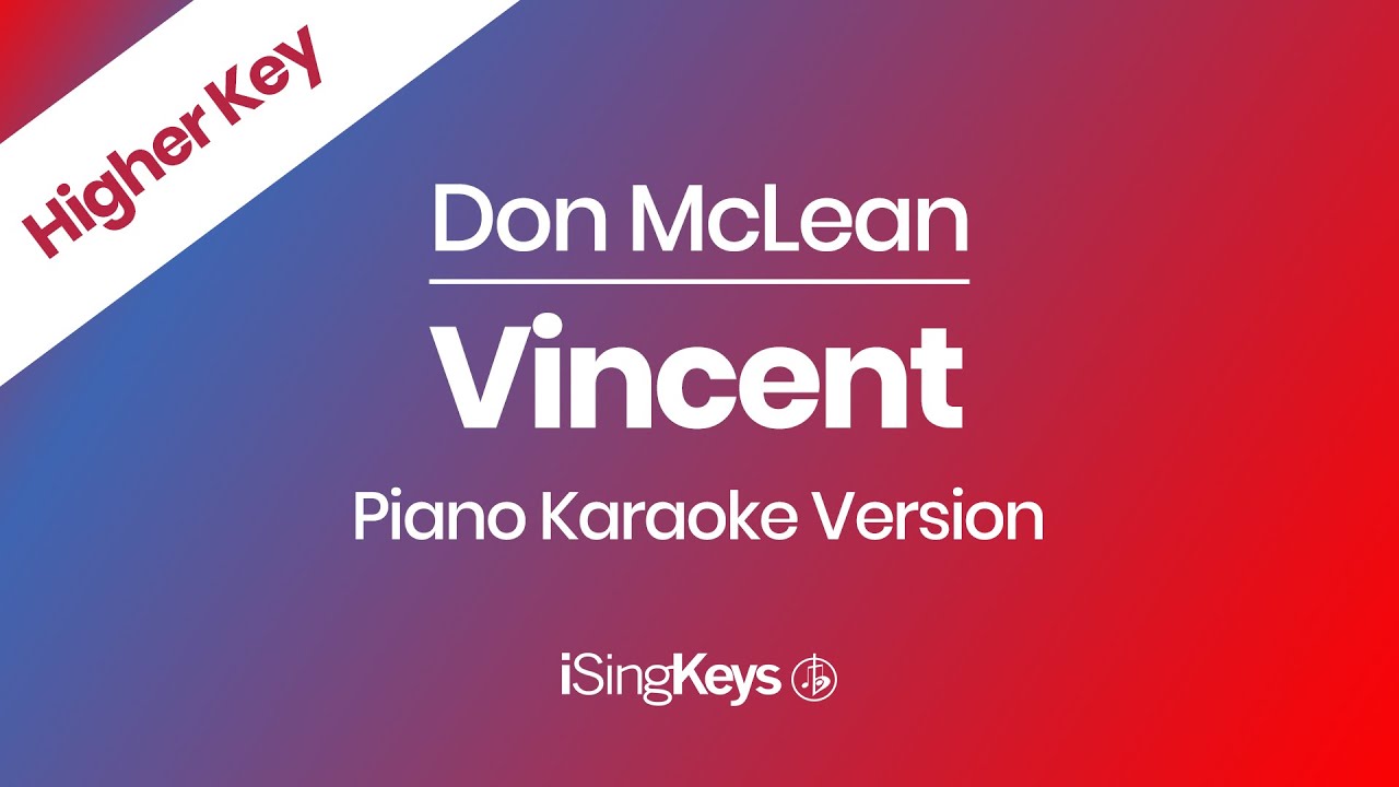 Vincent - Don McLean - Piano Karaoke Instrumental - Higher Key - YouTube