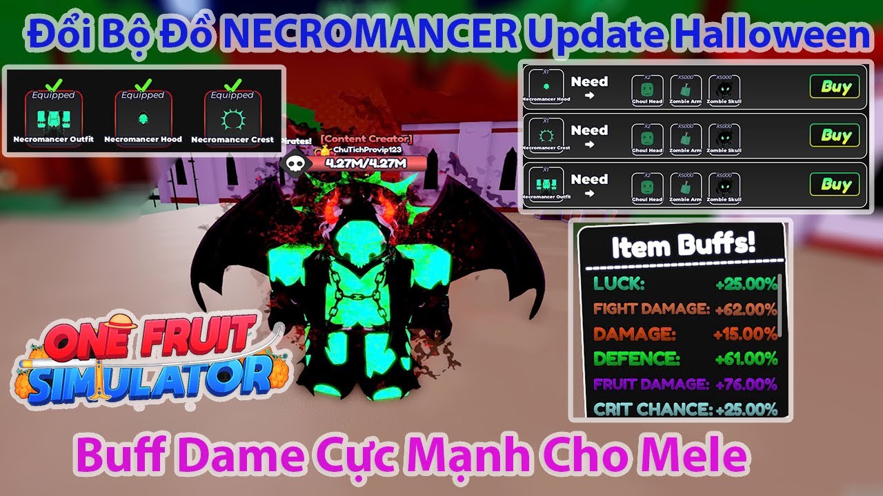 One Fruit - Đổi Bộ Đồ NECROMANCER Update Halloween Buff Dame Cực Mạnh ...