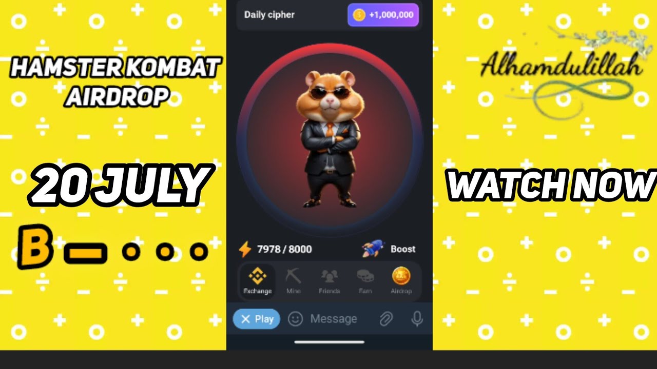 Hamster Kombat today daily cipher air drop telegram bot launch 19 july ...