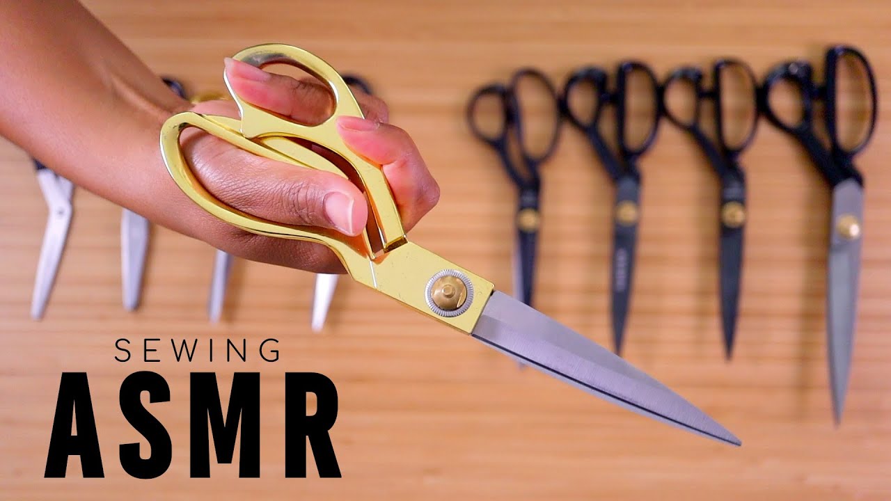 SEWING ASMR Scissor Sounds + cutting 3 different fabrics [No Talking ...