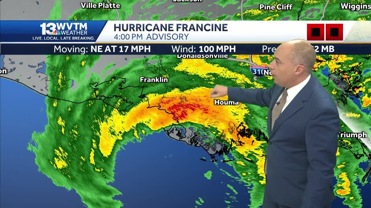Hurricane Francine grows to a powerful Category 2 storm as it makes ...