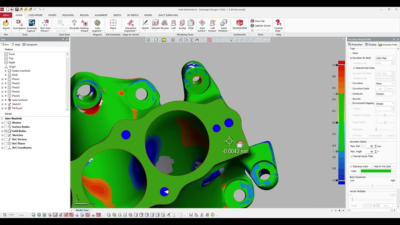 Reverse Engineering Collettore V6 in Geomagic DesignX. Inlet Manifold ...