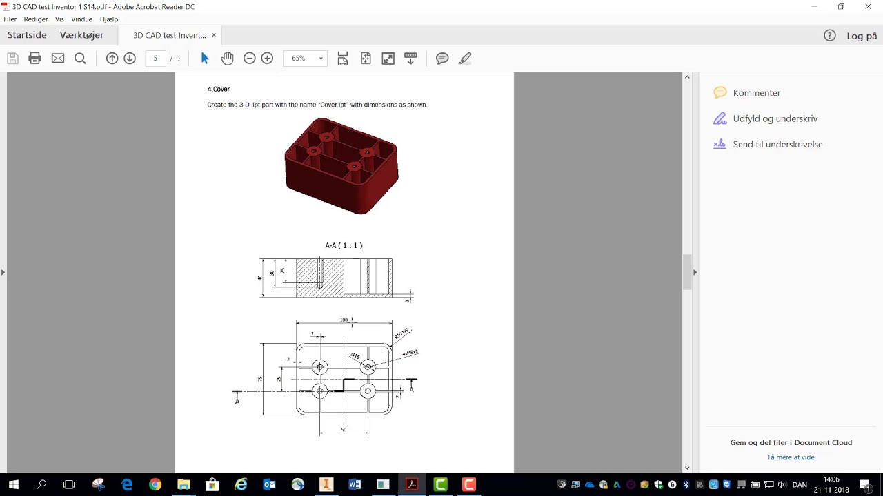 Inventor Test S2014 Part 4 Cover - YouTube