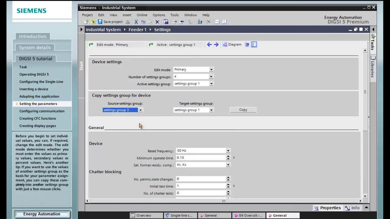 DIGSI 5 Tutorial - Part 6 of 9_ Setting the parameters - YouTube