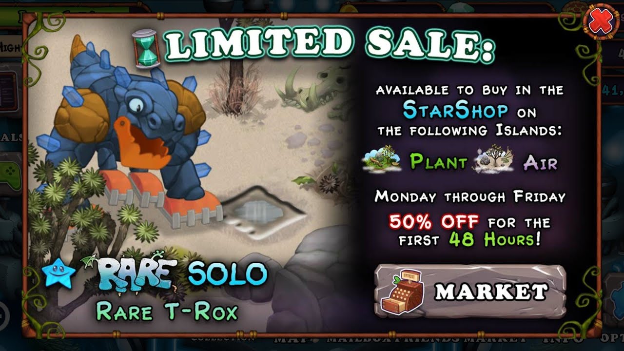 Rare T-Rox Rare Solo Sale | My Singing Monsters - YouTube
