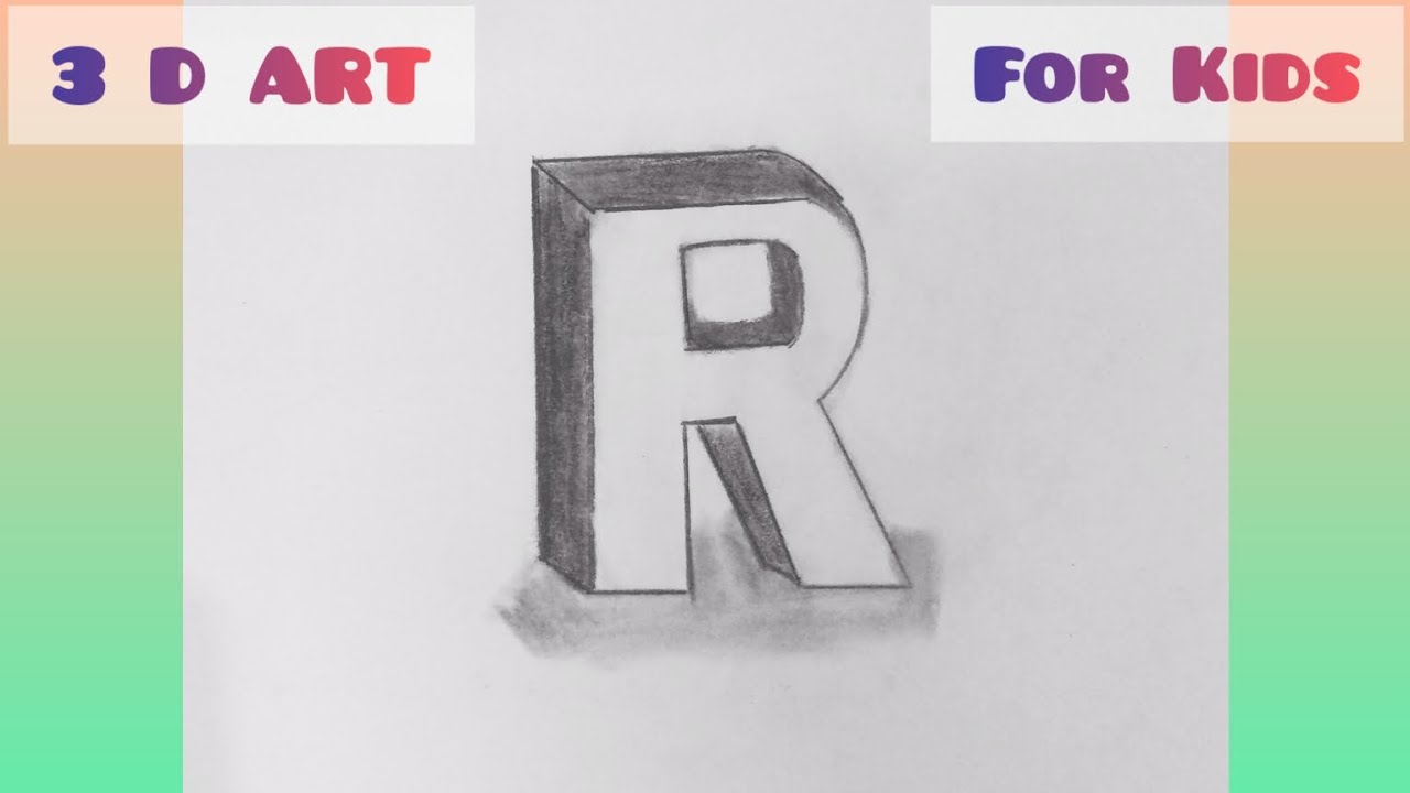 How To Draw 3D Letter R | 3D Letter R Kese Banaye | 3D Drawing Easy ...