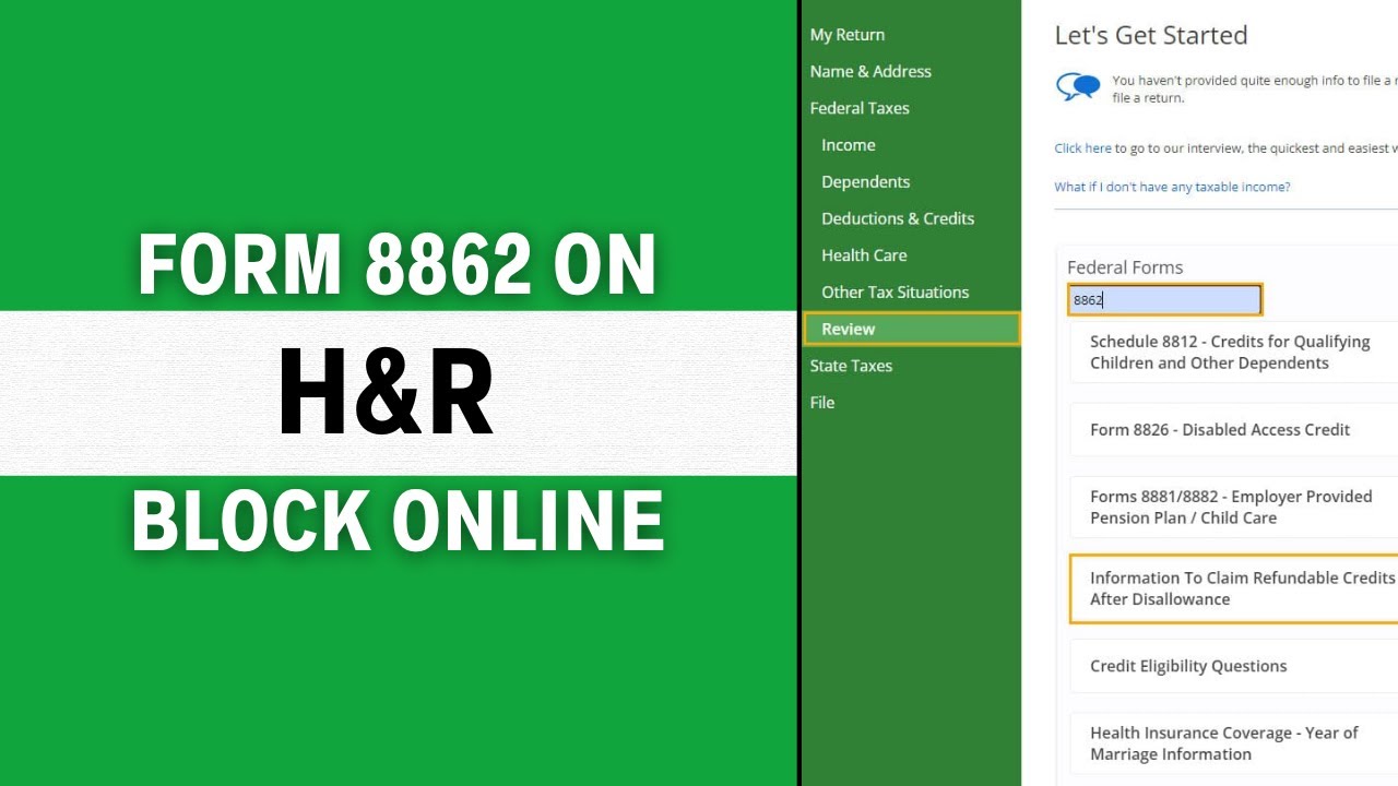 What Is Form 8862 On H R Block 2024 YouTube