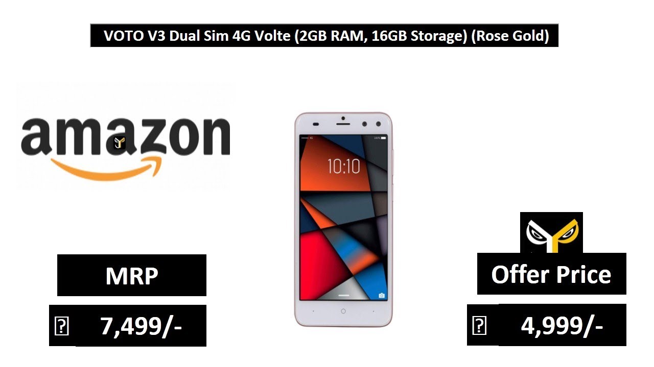 VOTO V3 Dual Sim 4G Volte (2GB RAM, 16GB Storage) (Rose Gold) - YouTube