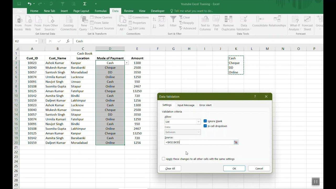 Excel Database, Form, Arrange, Short, Filter, Advance Filter, Data Validation, Subtotal, Pivot ...