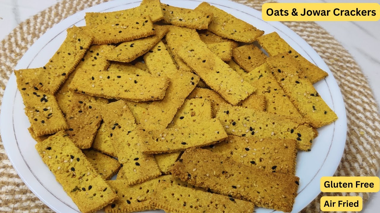 Gluten Free Baked Jowar Oats Crackers | Healthy Snacks | Jowar Mathri ...