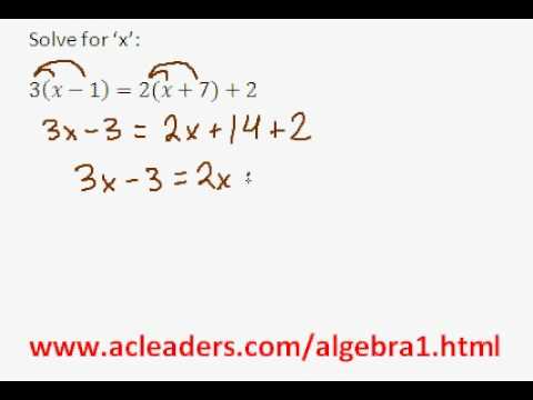 Algebra 1 - Solving Equations w/ Distributive Property (pt. 1) - YouTube