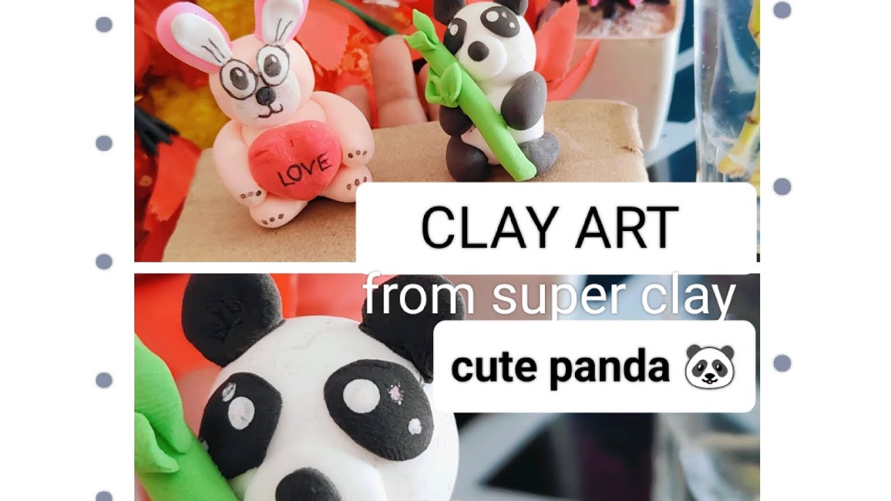 How to make cute PANDA 🐼 from super clay (air dry clay)🤗 - YouTube