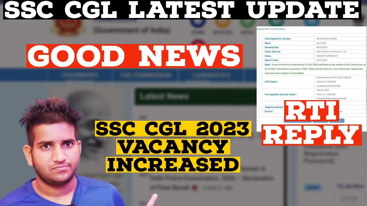 SSC CGL 2023 || CGL 2023 Vacancy Increased || Rti Reply 🔥 - YouTube