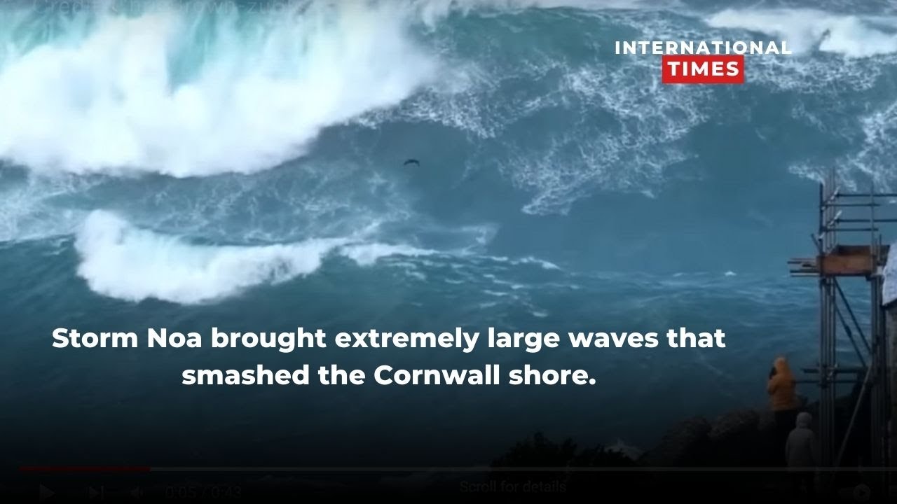 Storm Noa brought extremely large waves that smashed the Cornwall shore ...