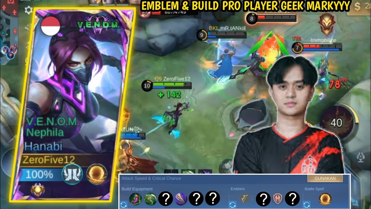 HANABI NEW EMBLEM & BUILD PRO PLAYER MPL FROM MARKYYY DAMAGENYA GAK ...
