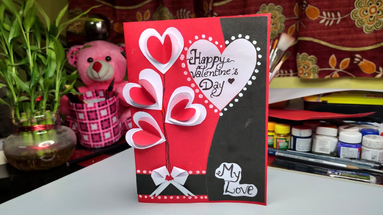 Easy and beautiful card for valentines day | Valentines day card making ...