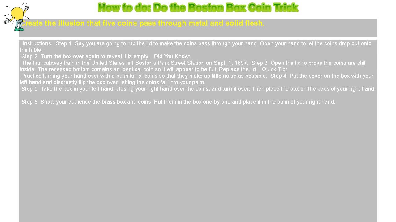 How to do: Do the Boston Box Coin Trick - YouTube