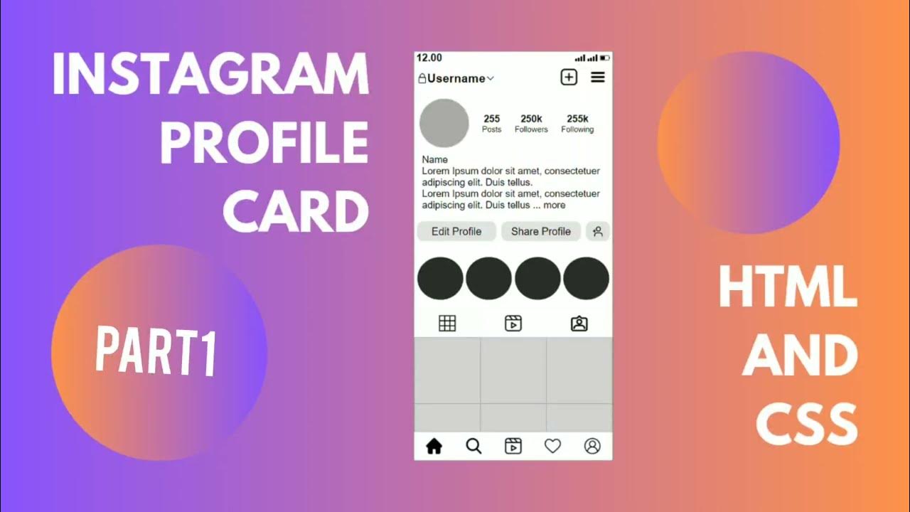 Part 1_Instagram Profile Card Using Html And CSS | HTML&CSS | Learning Feathers - YouTube