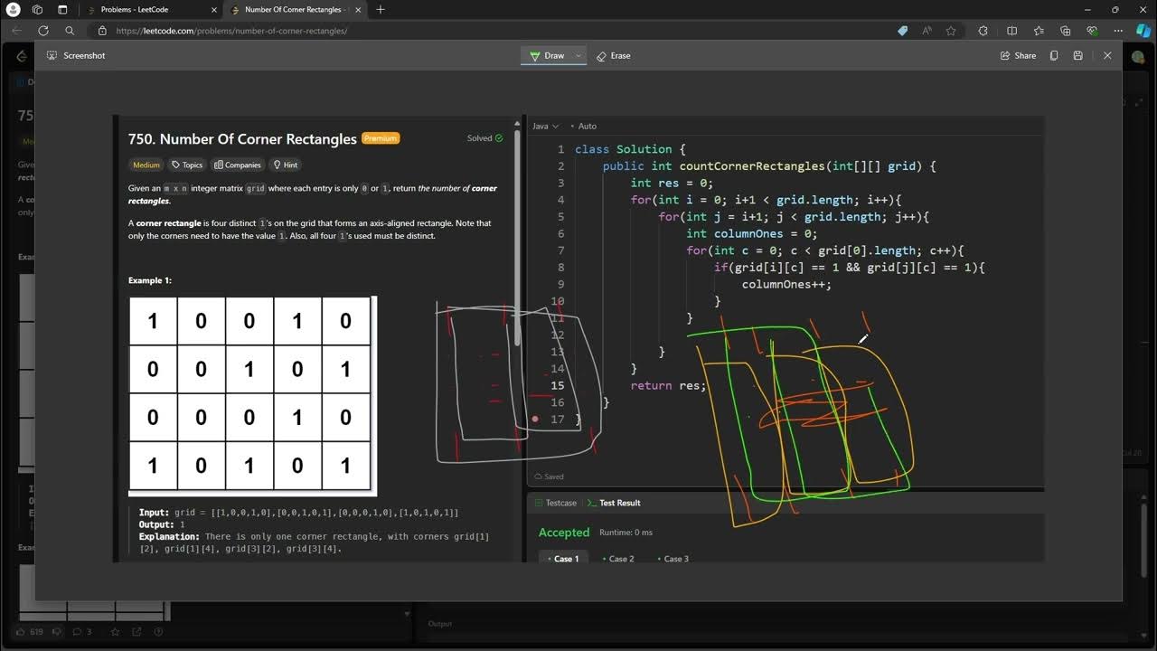 #LeetCode 750 | Number Of Corner Rectangles #Java - YouTube