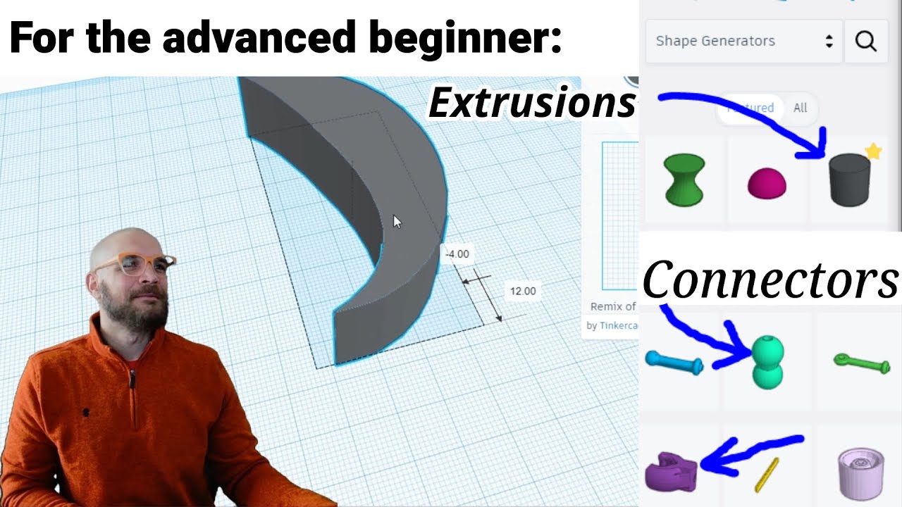 Extrusions Connectors and Favorites Practice TinkerCAD - YouTube