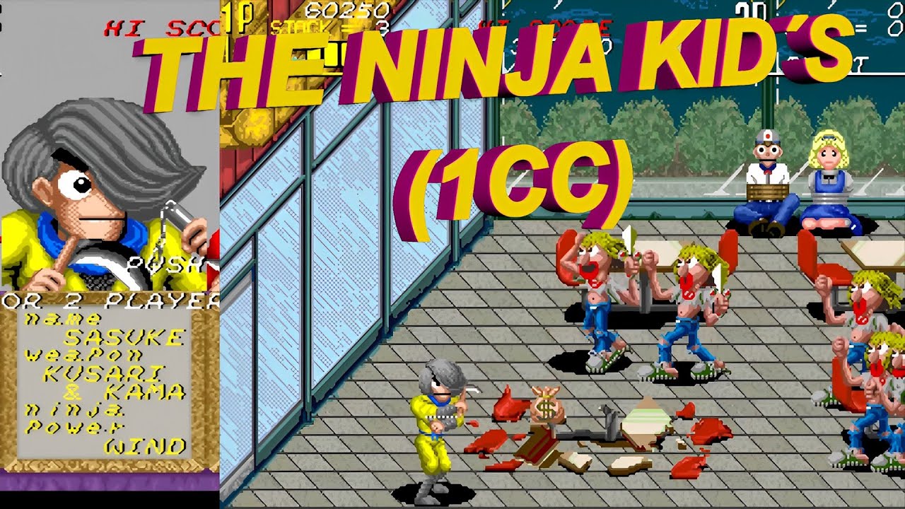 ARCADE GAME The Ninja Kid´s, (Taito-1990, Yellow Ninja) , 1CC 4K/60FPS ...