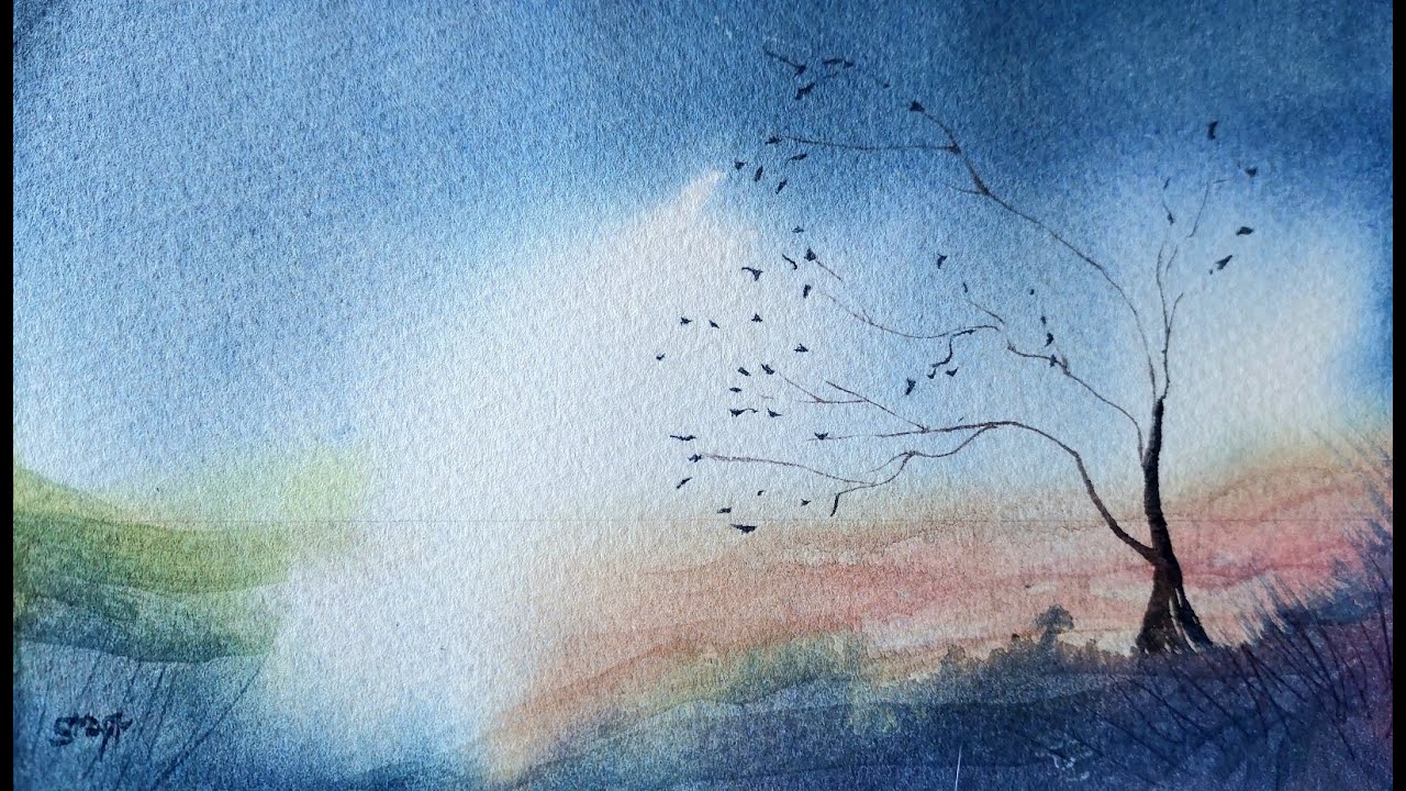 Spontaneous Watercolour Landscape - YouTube