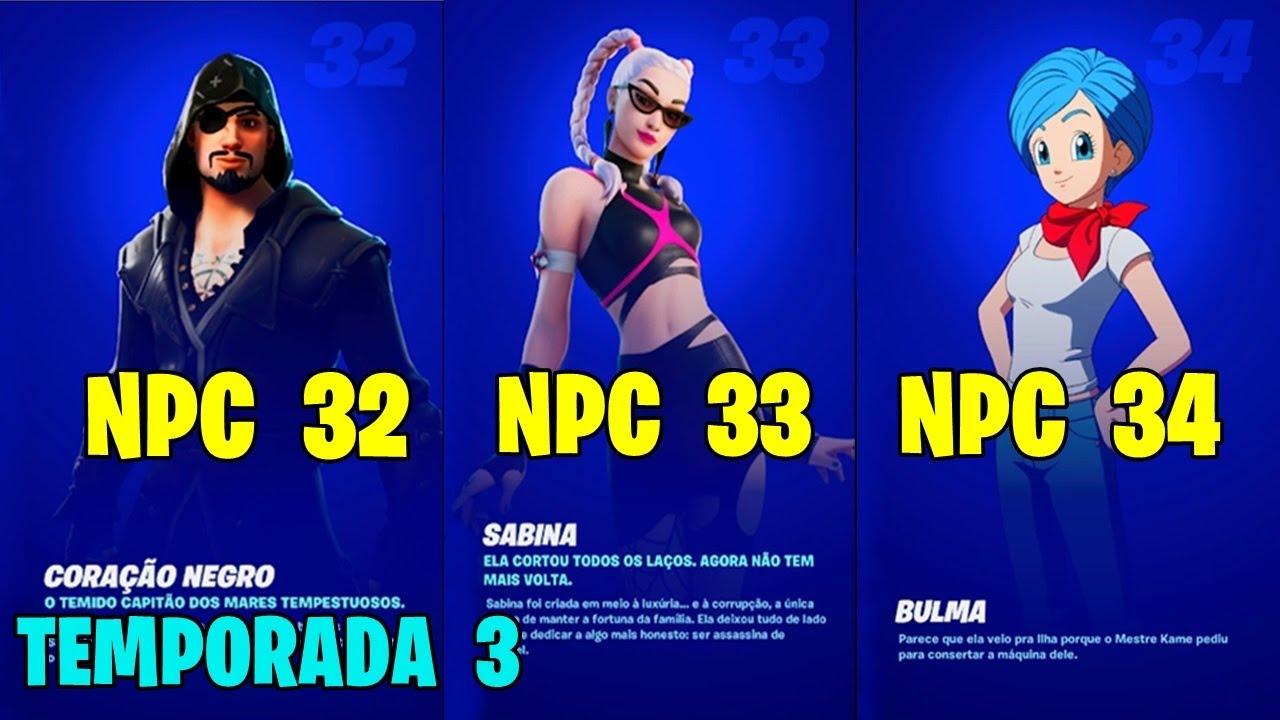 LOCALIZAÇÃO DOS NPCS 32, 33 e 34! - FORTNITE TEMPORADA 3 - YouTube