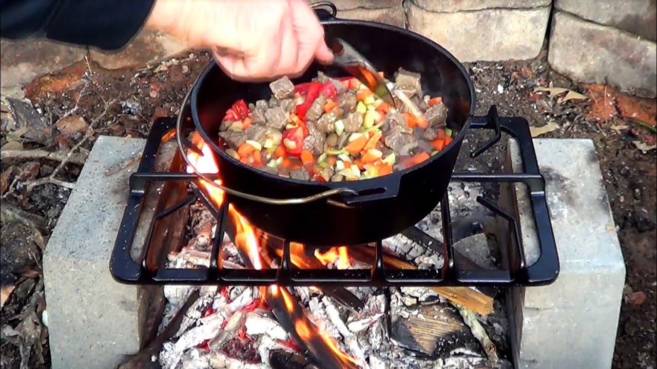 Fire Pit Beef Stew with Dumplings - YouTube