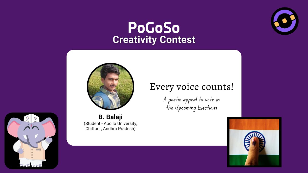 PoGoSo CREATIVITY CONTEST - Every Voice Counts | B. Balaji - YouTube