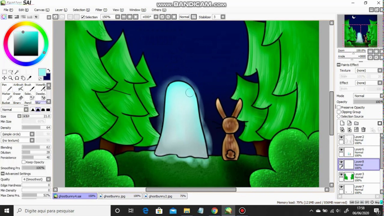 Ghost and Bunny, original drawing speedpainting - YouTube
