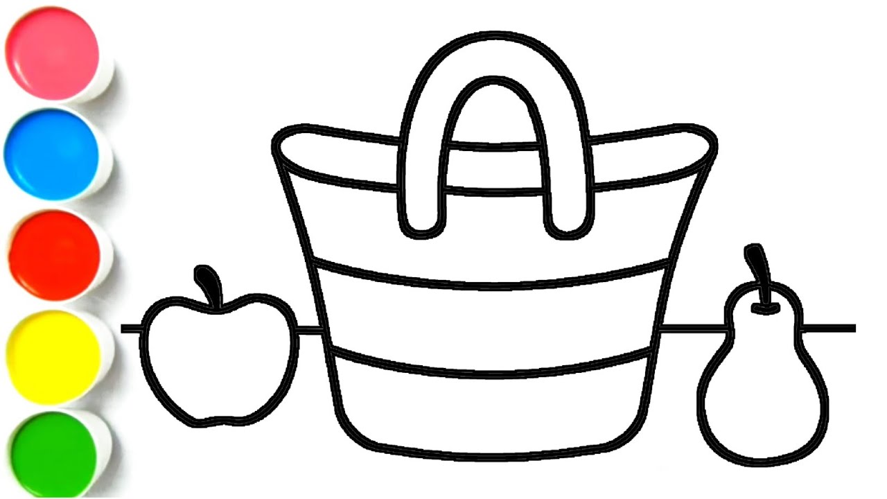 How To Draw Fruit Bag 🛍️ and Drawing, Painting & Coloring For Kids and ...