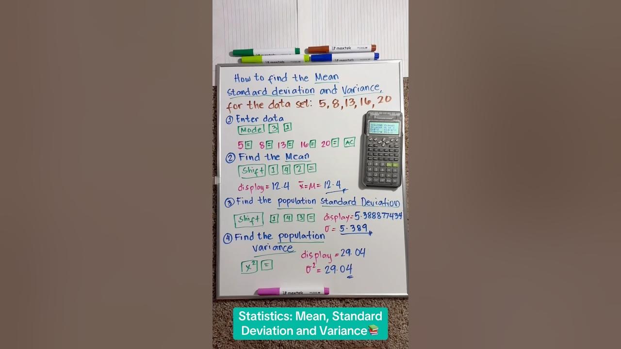 Mean, Standard Deviation and Variance given a data set using Fx-570ES PLUS CASIO calculator ...