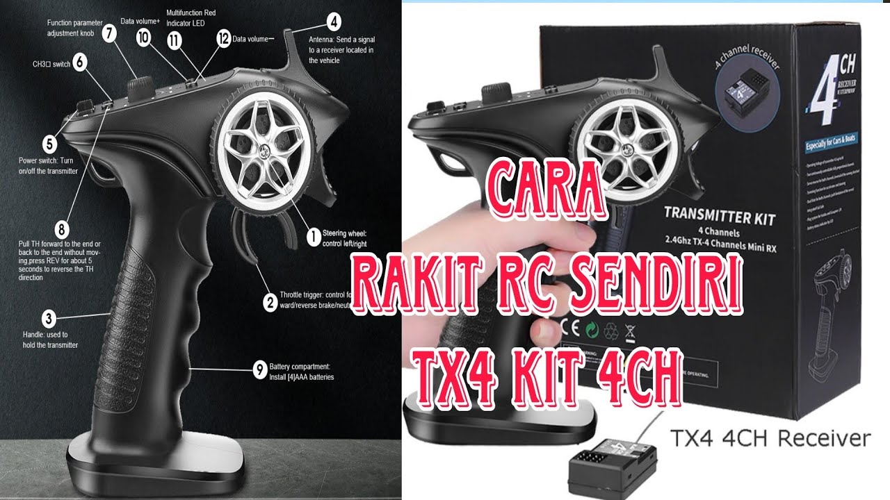 Transmitter TX4 kit 4CH Remot Controller Universal RC - YouTube