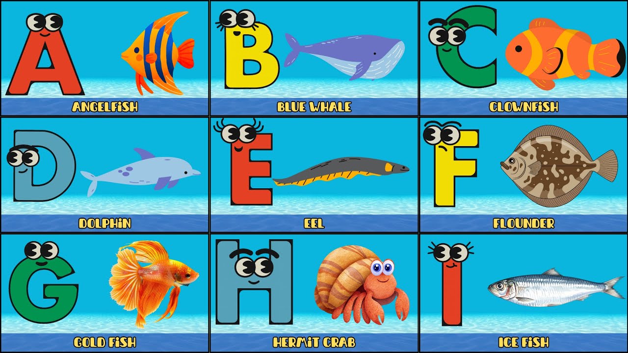 🐠 ABC Ocean Animals Alphabet Phonics Song 🦀 A to Z Nursery Rhymes for ...