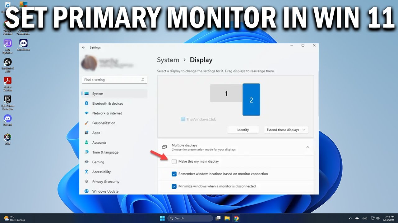 How To Change Primary Monitor In Windows 11 - Easy Fix - YouTube