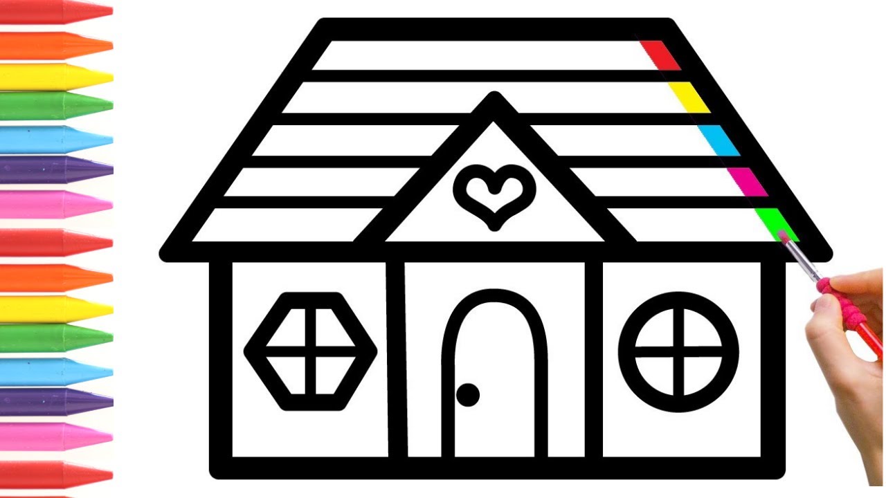 Drawing Rainbow House for Children and Toddlers | Drawing and Coloring ...