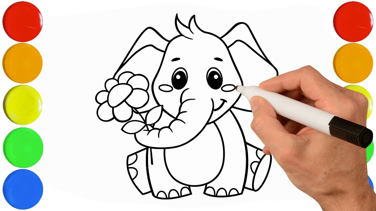 How to Draw a Cute Elephant Step by Step || Easy Elephant Drawing ...