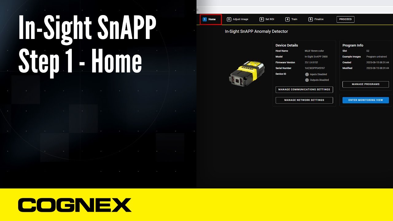 In-Sight SnAPP Sensor: Home Page Features | Cognex Support - YouTube