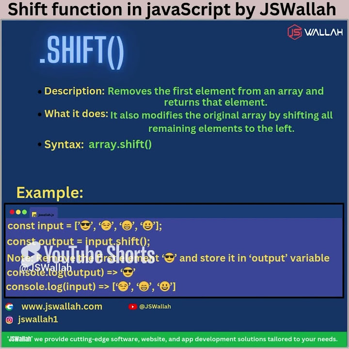 Shift Function In JavaScript - YouTube